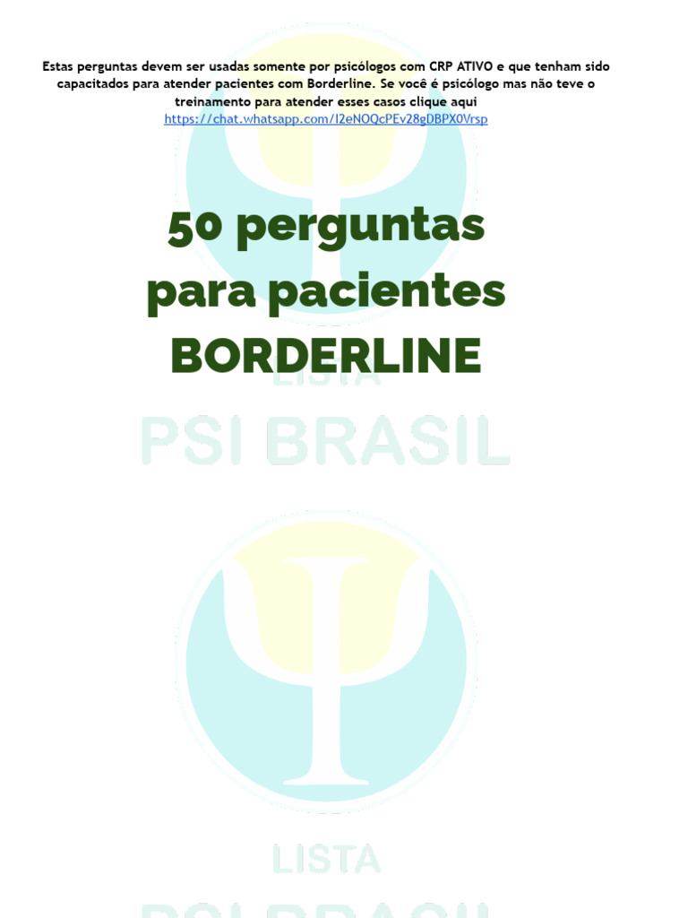 Baralho Paciente Borderline | Download grátis PDF | Ciências ...