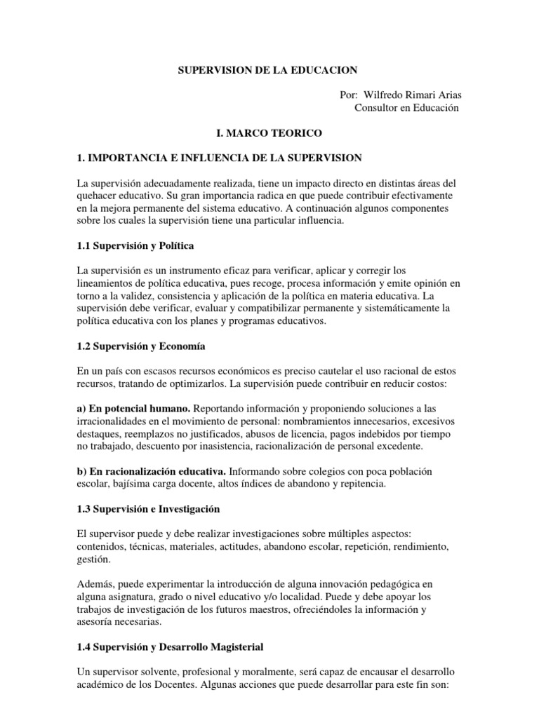 Supervisión Educativa y su Impacto | PDF | Planificación | Evaluación