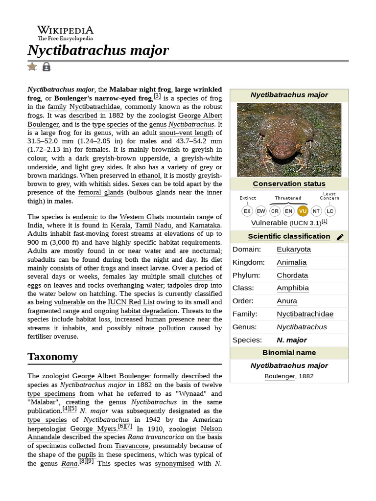 Nyctibatrachus Major | PDF | Frog | Habitat