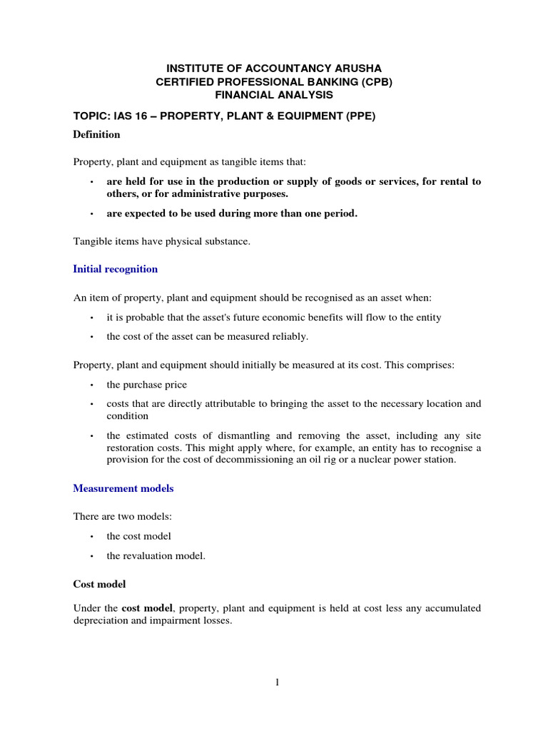 Ias 16 | PDF | Depreciation | Cost