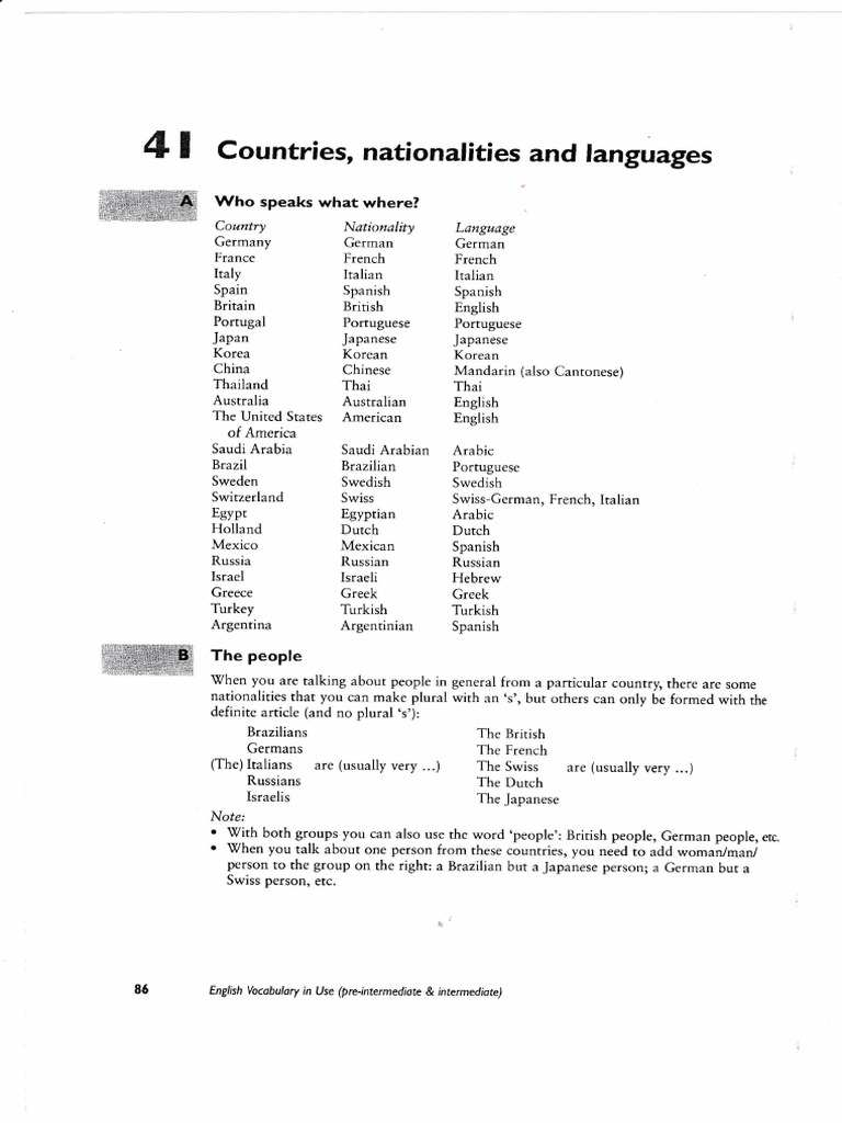 Countries, Nationalities, Languages Guide | PDF | Spanish Language ...