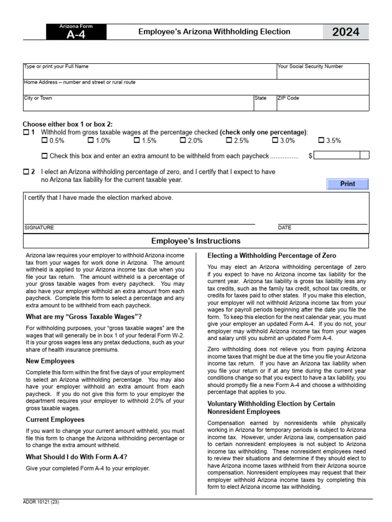 Forms Withholding 2024 A-4 | PDF | Payroll | Income Tax