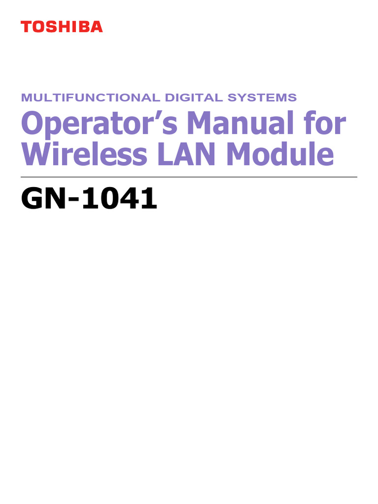 Operator's Manual For Wireless LAN Module | PDF | Wireless Lan ...
