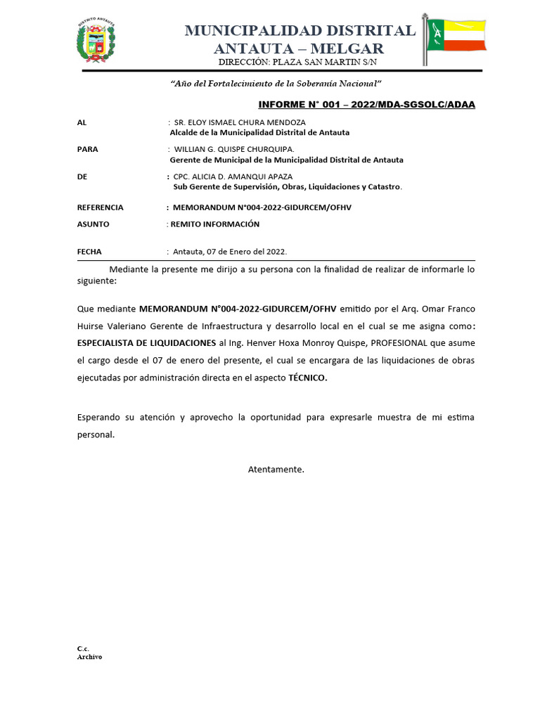 Informes 2021 1 A 0000001 | PDF | Ingeniero civil | Arquitecto