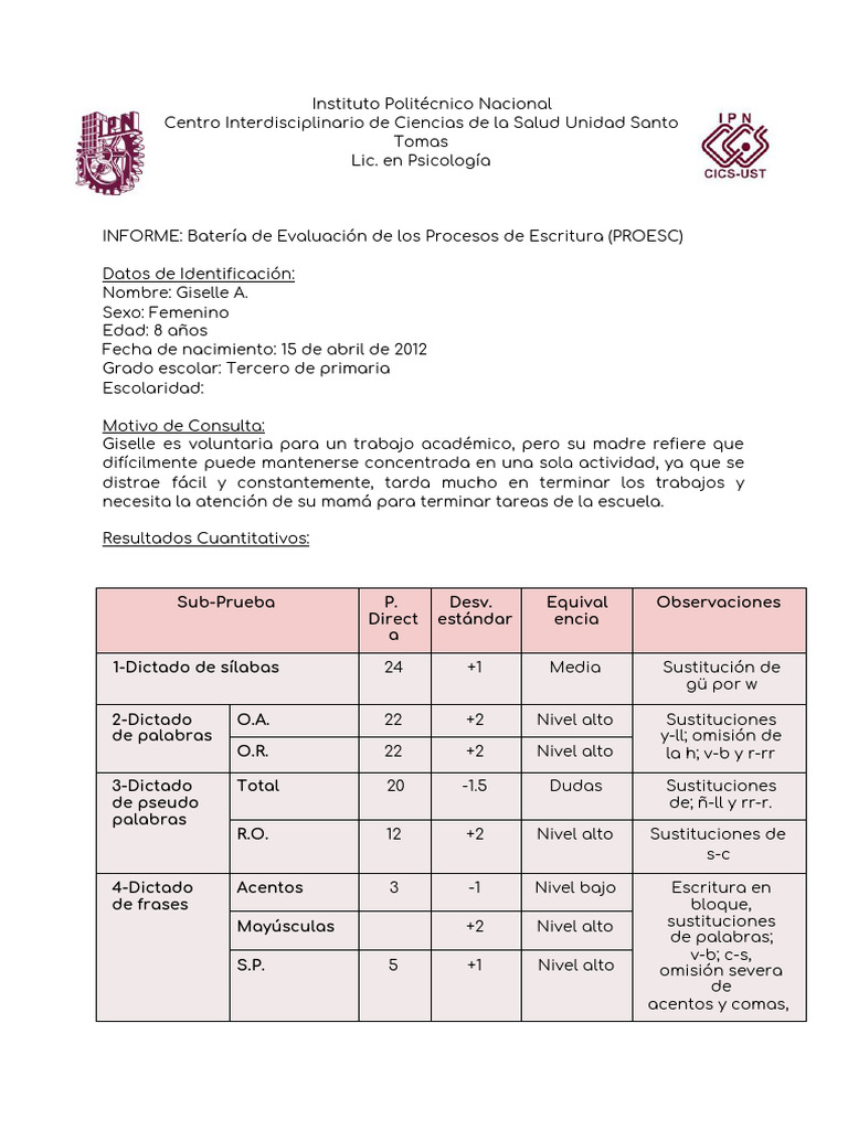 Informe PROESC | PDF | Cognición | Comunicación humana