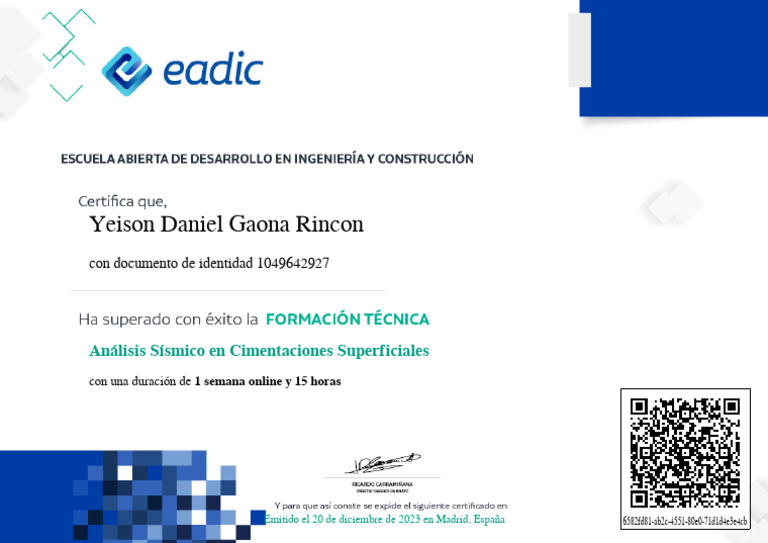 Análisis Sísmico en Cimentaciones Superficiales-Certificación EADIC 6295 | PDF