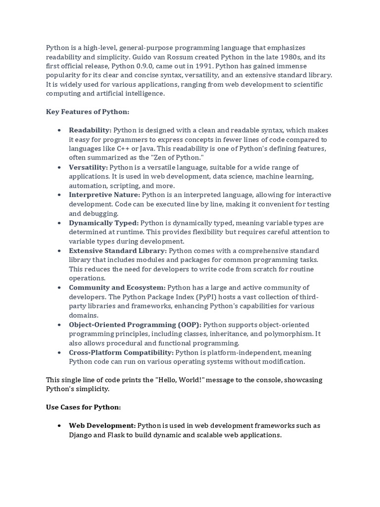 Intro To Python | Download Free PDF | Python (Programming Language ... Intro To Python | Download Free PDF | Python (Programming Language ...