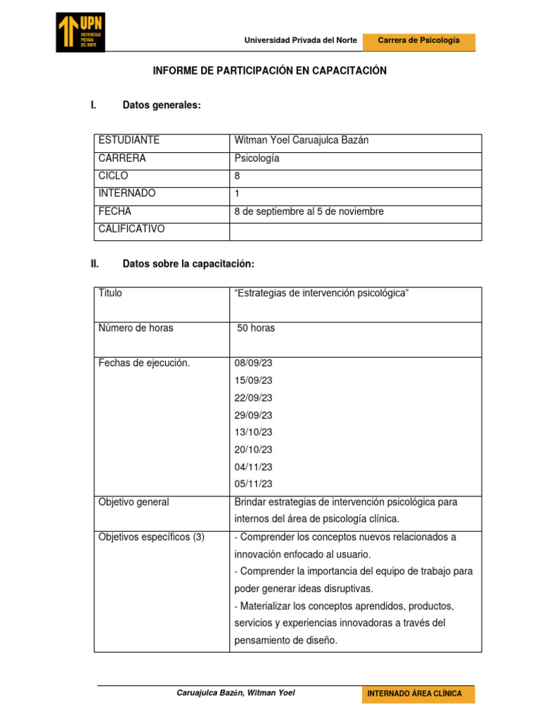 Informe de Capacitación | PDF | Pensamiento | Ansiedad