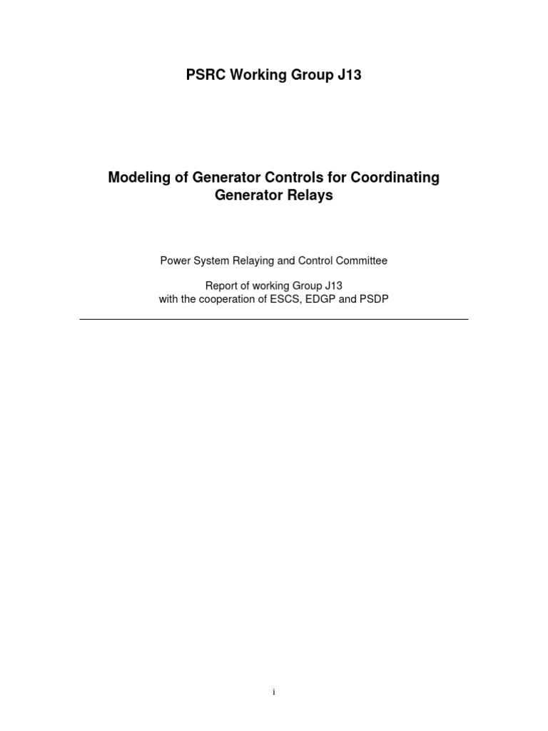 PSRC Working Group J13 | PDF | Electric Generator | Power (Physics)