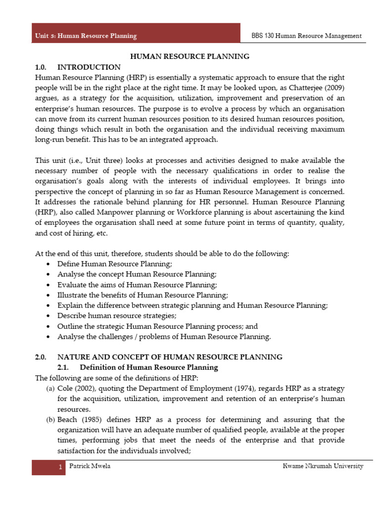 Human Resource Planning Guide | PDF | Human Resource Management | Human ...