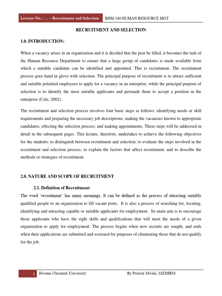 Recruitment & Selection Guide | PDF | Recruitment | Employment