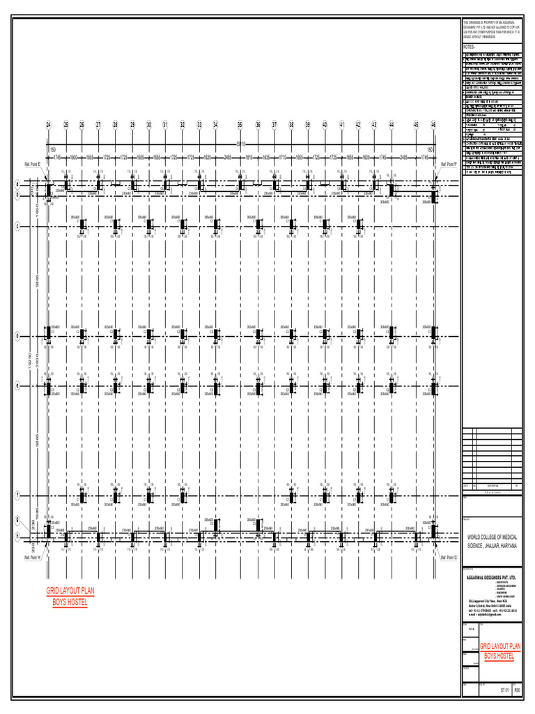 Grid Layout Plan Boys Hostel | PDF