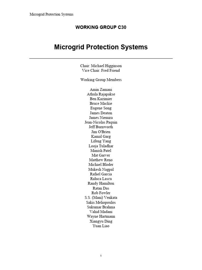 Microgrid Protection Systems: Working Group C30 | PDF | Distributed ...