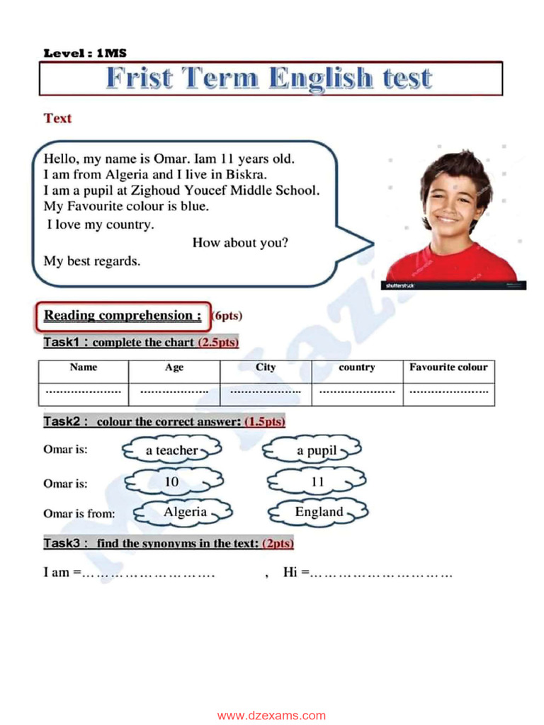 Dzexams 1am Anglais 735359 | PDF