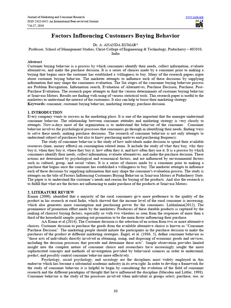 Factors Influencing Customers Buying Behavior | PDF | Behavior | Consumer Behaviour