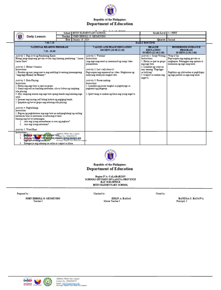 2ND Session - Grade 4 Catch Up DLL Final Template | PDF