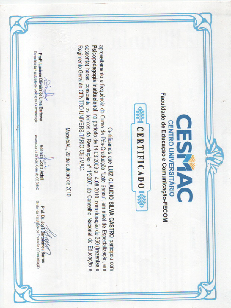 Certificado Pós | PDF