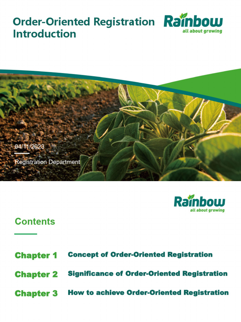 Order-Oriented Registration Introduction | PDF | Brand | Sales