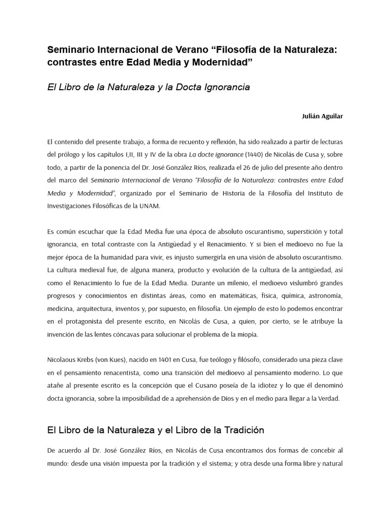 El Libro de La Naturaleza y La Docta Ignorancia - Julián Aguilar | PDF ... El Libro de La Naturaleza y La Docta Ignorancia - Julián Aguilar | PDF ...