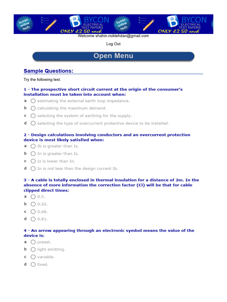 Bycon LTD - Free Online Multiple Choice Test Papers For C&G 2382, 2394 ...