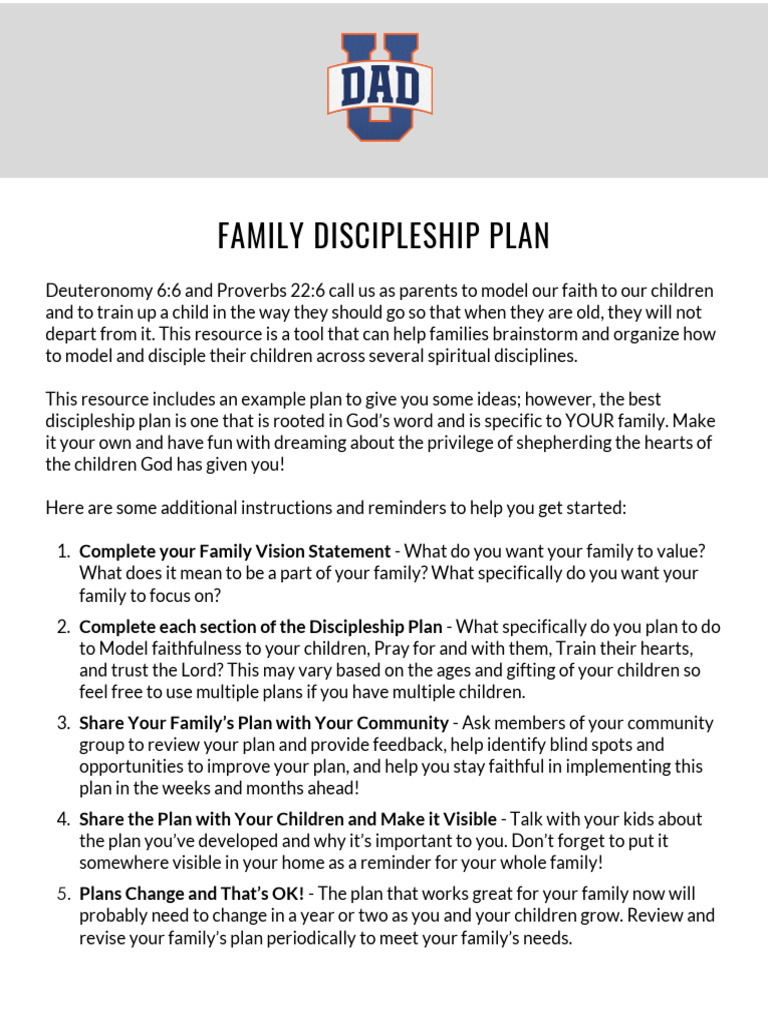 Family Discipleship Plan | Download Free PDF | Disciple (Christianity ...