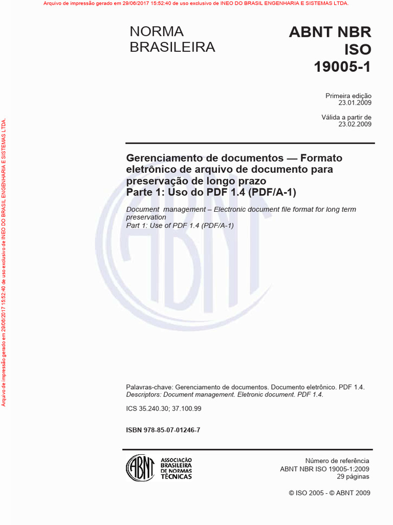 NBR ISO 19005-1-2009-Gerenciamento de Documentos-Formato Eletrônico de ...