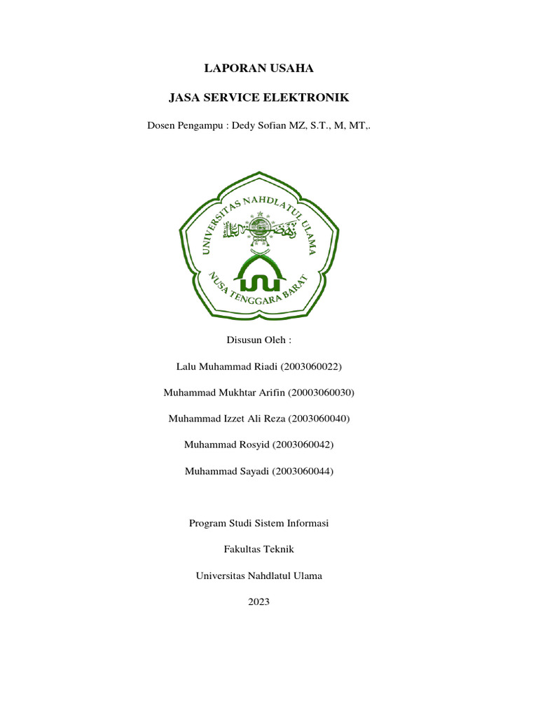 Laporan Usaha Jasa Service Elektronik | PDF