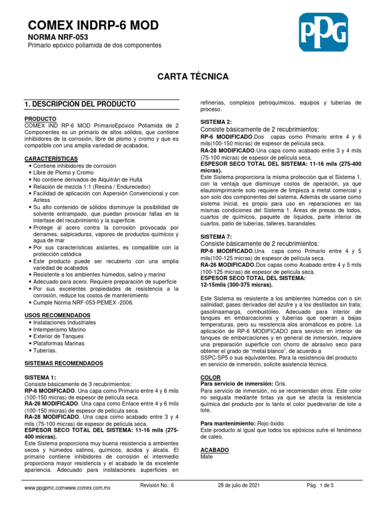 Comex Ind RP-6 Modificado NRF-053 | PDF | Corrosión | Agua