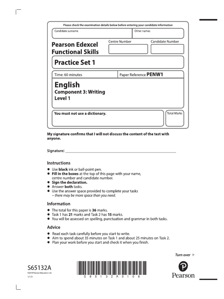 FS English - WL1 - Practice Test 1 - Question Paper | PDF