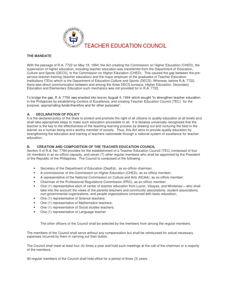 Teacher Education Council | PDF | Teacher Education | Teachers