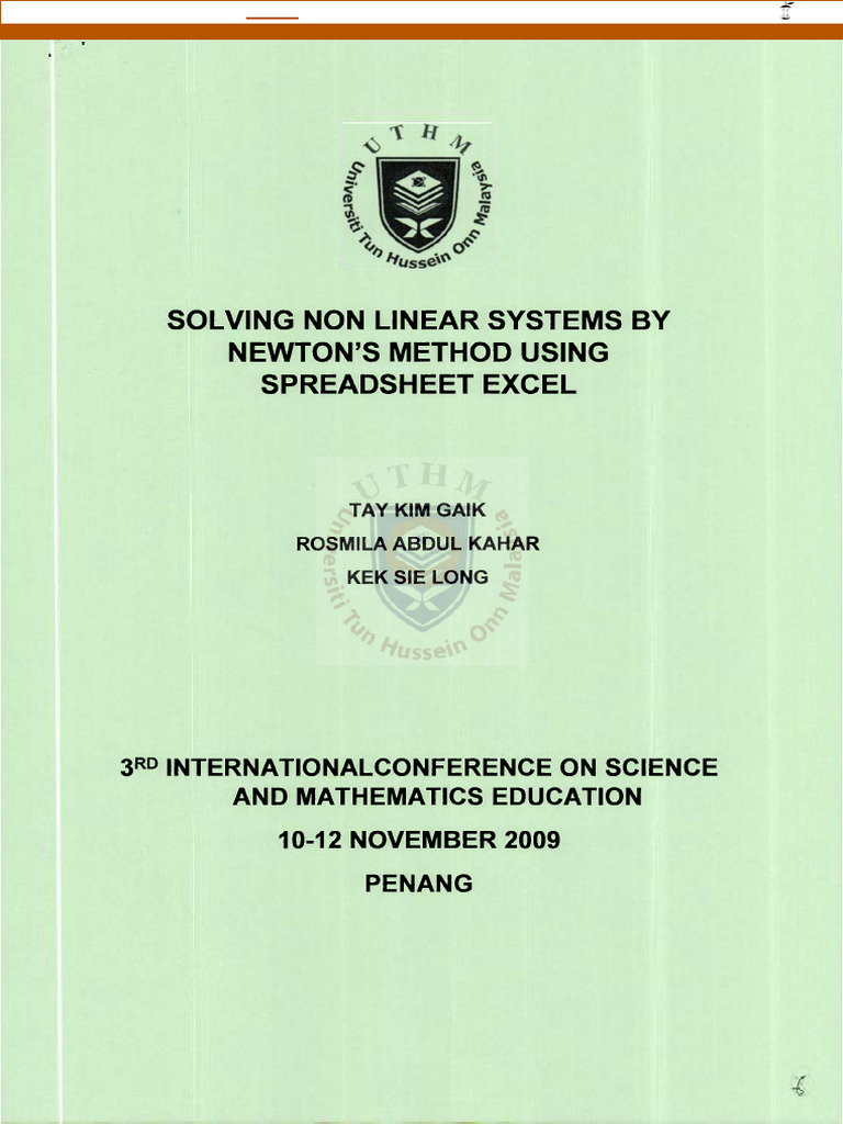 Newton Method of Solving Nonlinear | PDF | Nonlinear System | Numerical Analysis
