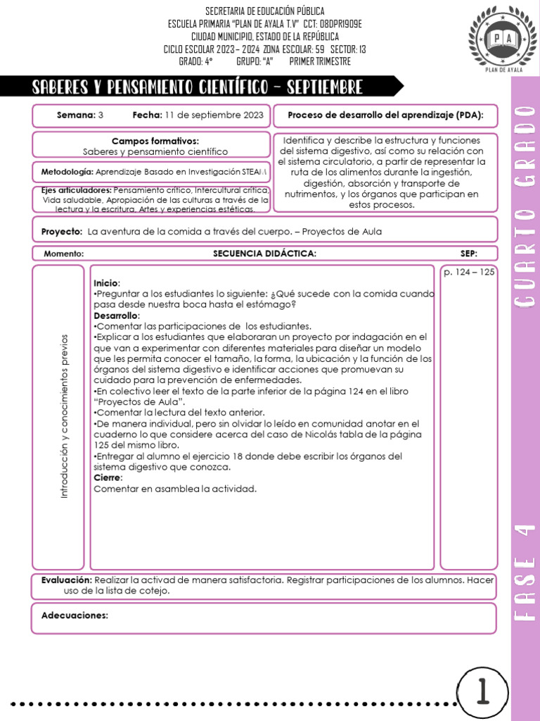P2 La Aventura de La Comida A Traves Del Cuerpo | PDF | Evaluación ...