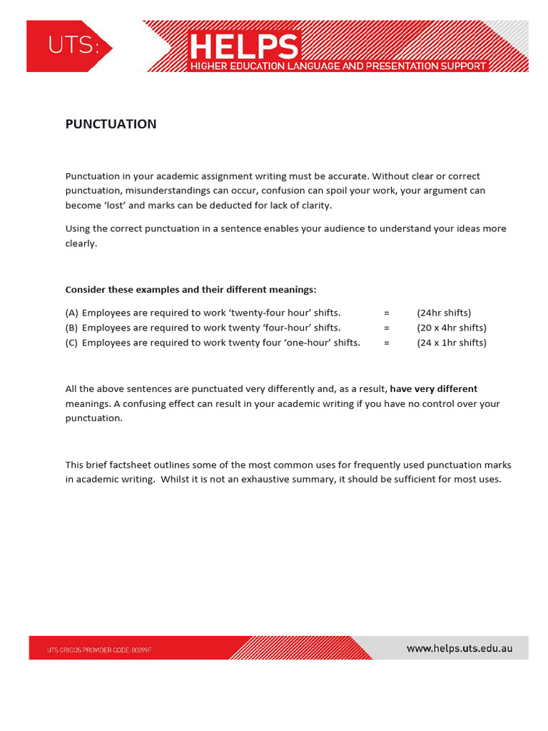Punctuation Factsheet | PDF | Bracket | Punctuation