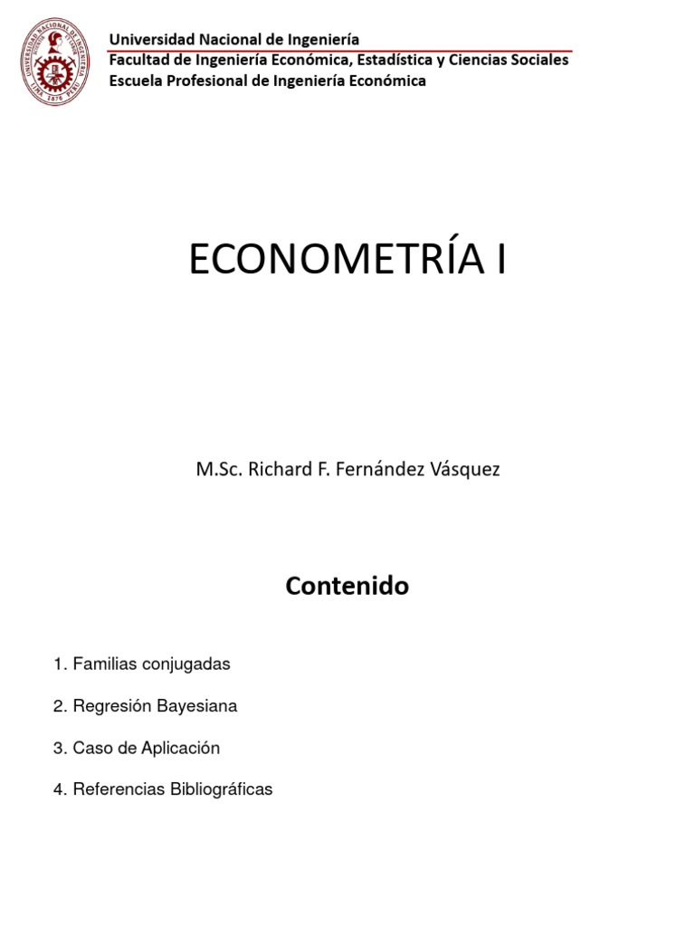 15° Clase Econometría I - Econometría Bayesiana - Regresión Bayesiana | PDF | Análisis de ...