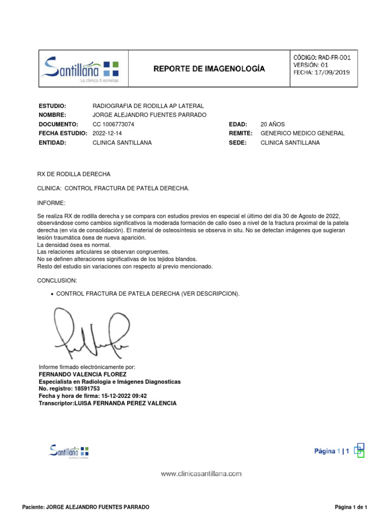 Radiografía AP y Lateral de Rodilla | PDF