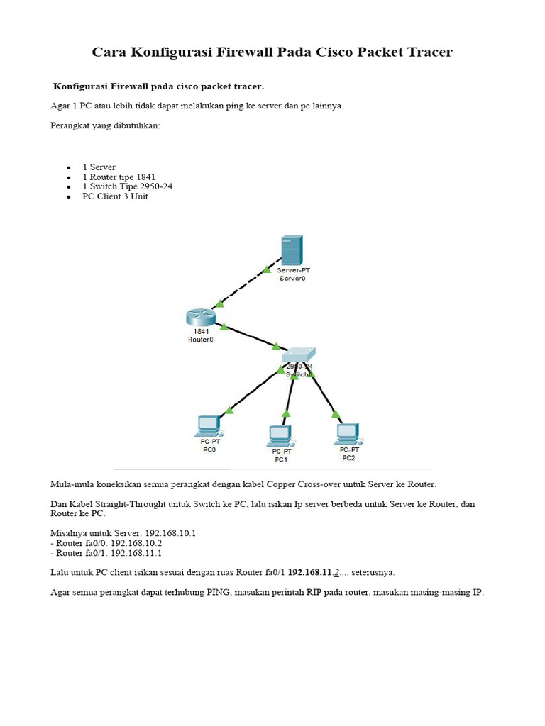 Konfigurasi Firewall Cisco Packet Tracer | PDF