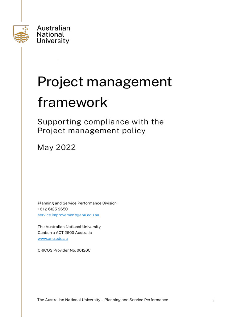 ANU Project Management Framework May 2022 | PDF | Project Management ...