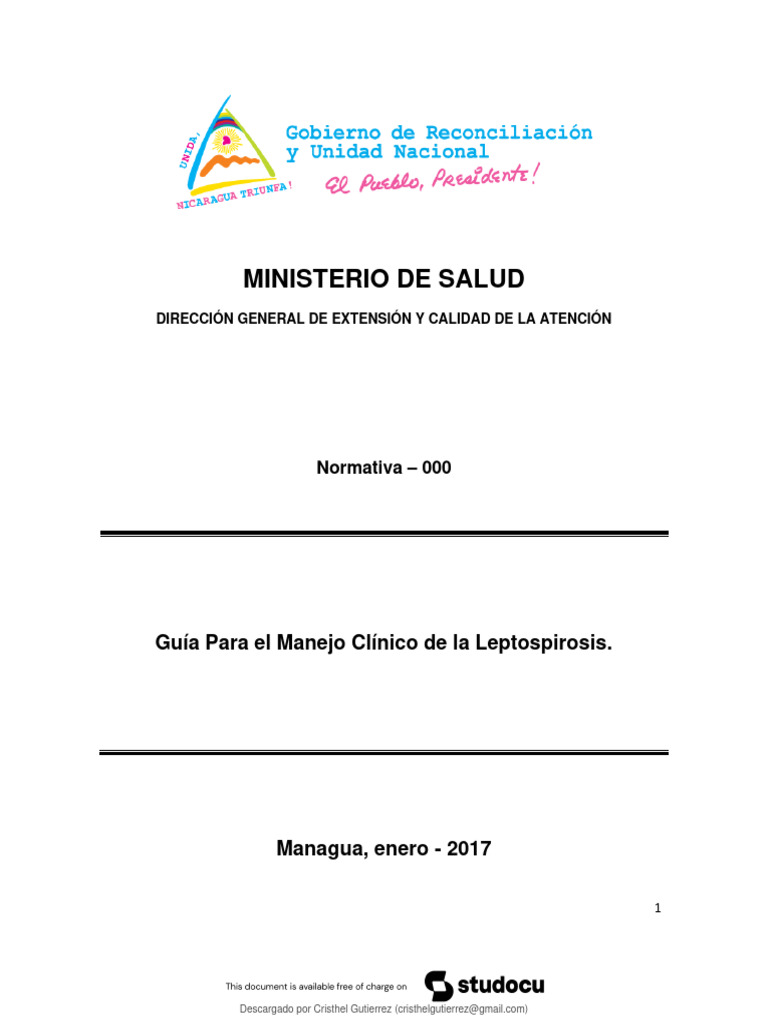 N-000 Guia para El Manejo Clinico de La Leptospirosis 2017 | PDF | Causas de la muerte ...