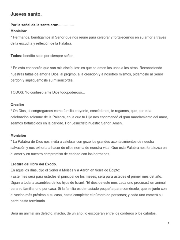 Jueves Santo | PDF | María, madre de Jesús | eucaristía