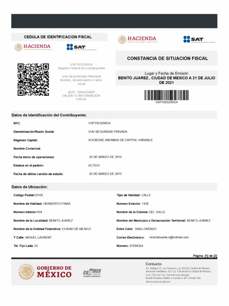 RFC Empresa VHV | PDF