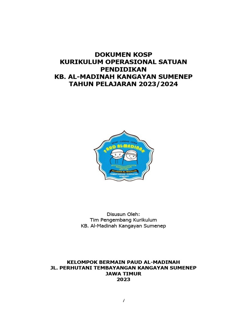 Dokumen Kosp Paud Al-Madinah | PDF