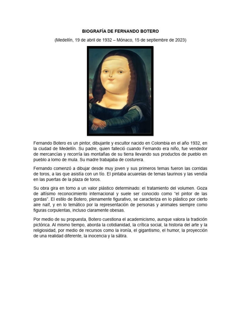 Biografía de Fernando Botero | PDF | Arte