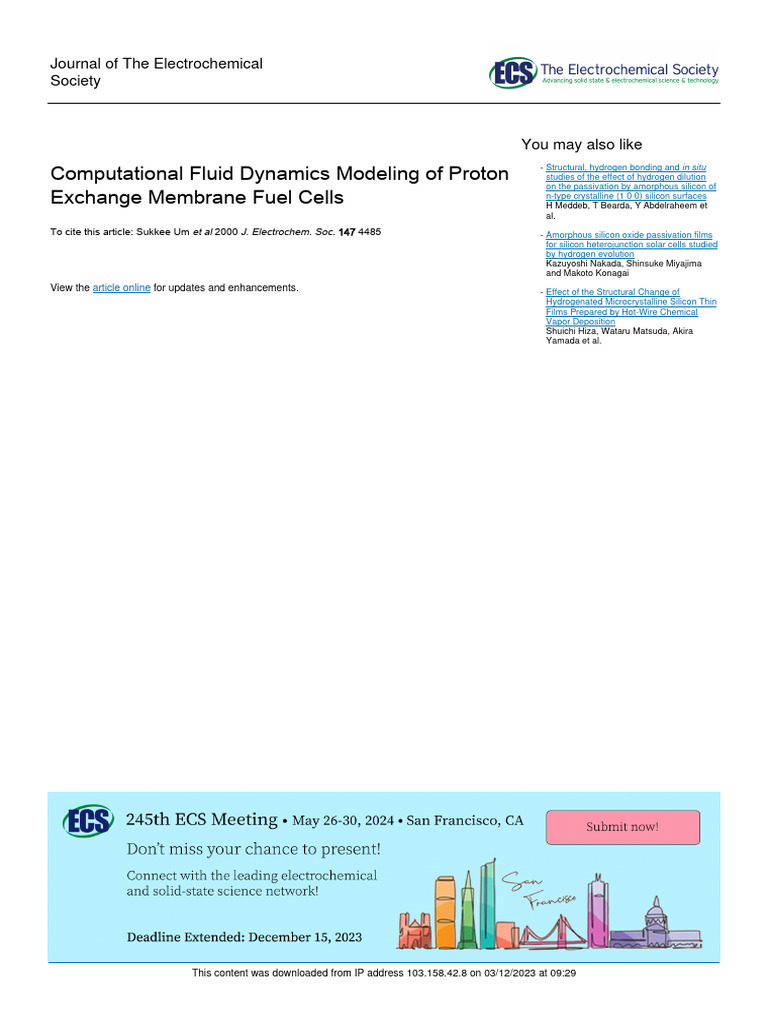 Computational Fluid Dynamics Modeling of Proton Exchange | Download Free PDF | Electrochemistry ...