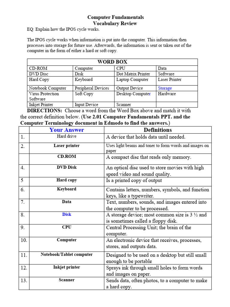 (Template) Computer Fundamentals Review-3 | Download Free PDF | Computer Hardware | Printer ...