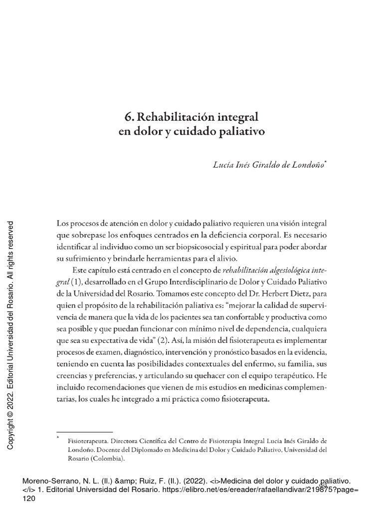 Dolor En Cuidados Paliativos Pdf Cuidados Paliativos Enfermería