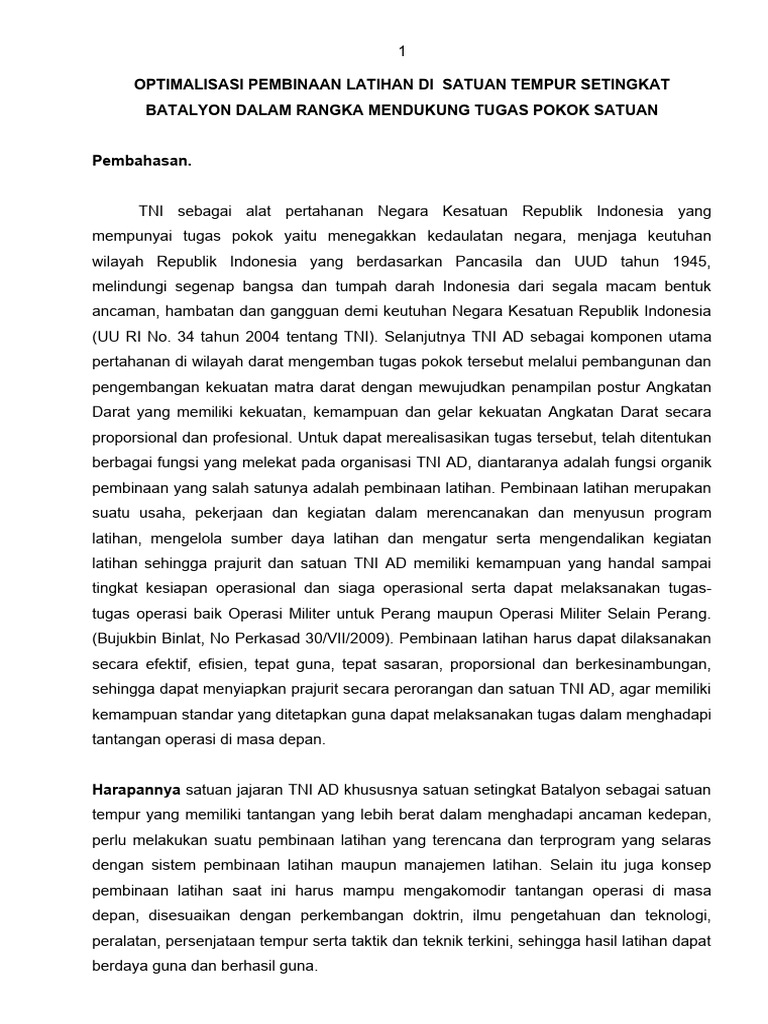 Optimalisasi Latihan Satuan Tempur Batalyon | PDF