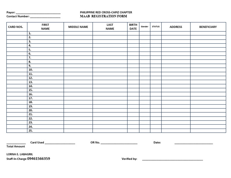 MAAB Registration Form - Red Cross | PDF