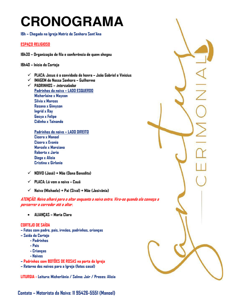 Roteiro de Casamento | PDF