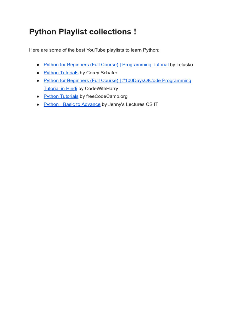 Python Playlist Collections Pdf