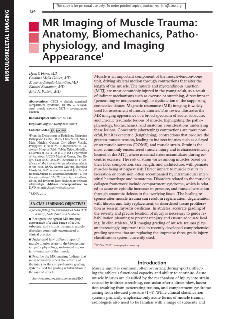 Imágenes de RM de Trauma Muscular | PDF | Muscle Contraction | Skeletal ...